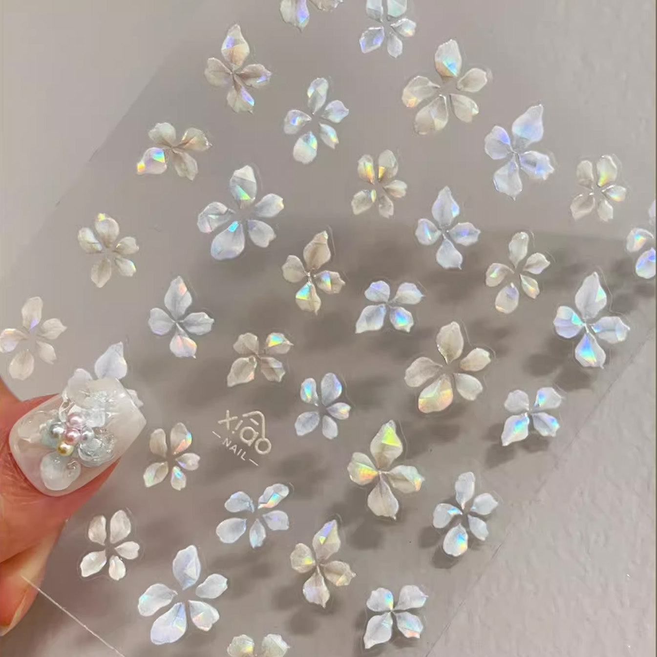 Xiao A - Iridescent Shell Flower Nail Sticker – Bee Lady Nails & Goods